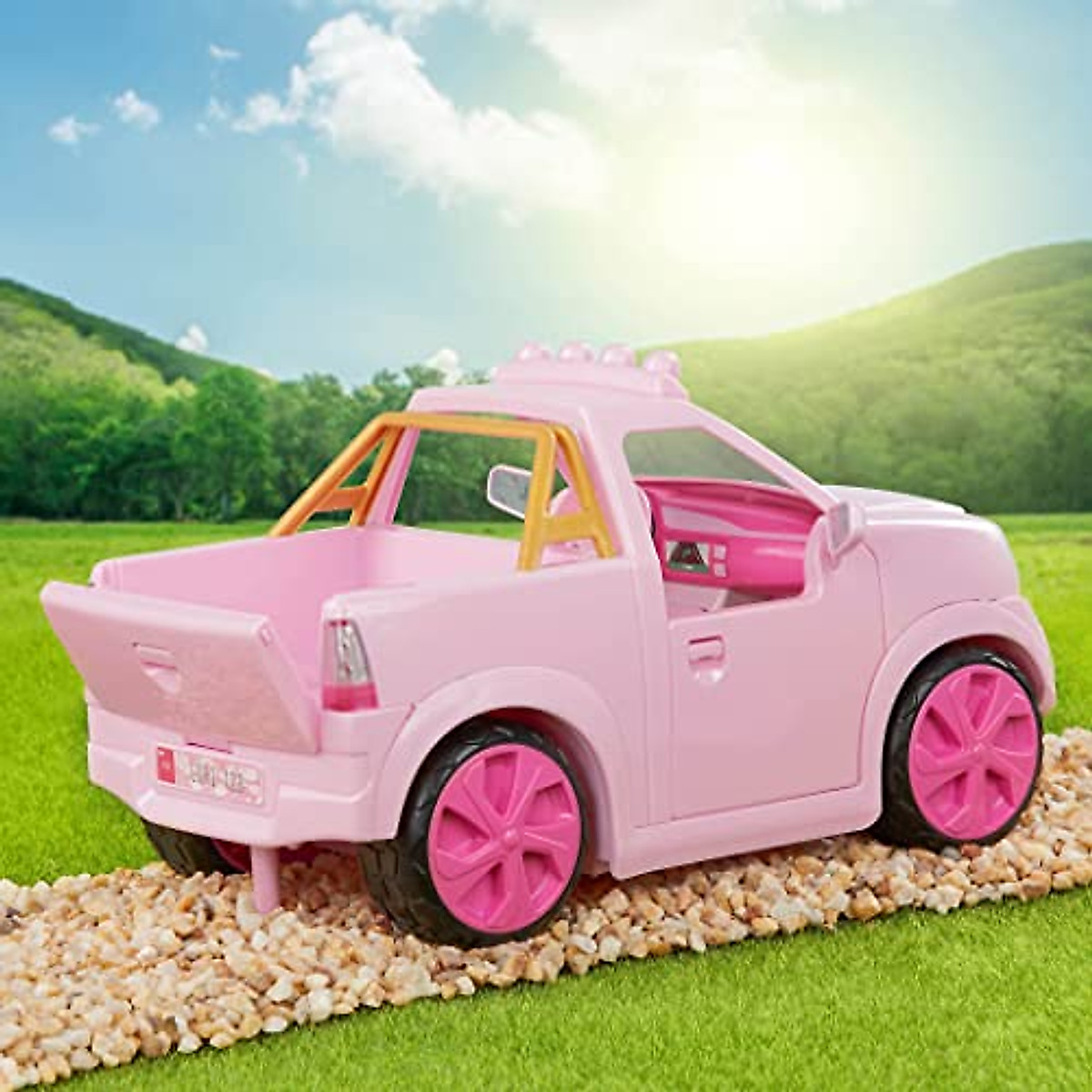 Lori Dolls – Ride & Shine Pickup Truck– Pick-Up Truck for Mini Dolls – Pink Car for 6-inch Dolls – Trailer Hitch & Openable Doors – Toy Vehicle for Kids – 3 Years + LO37113C1Z