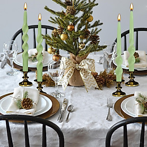 Green Spiral Taper Candles Stick 10 inch High Tapered Candle - 4 PCS Long Candlesticks Unscented Twisted Tapered Candlesticks for Home Decoration Holiday Wedding Party