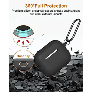 STONEPLUM Airpods Pro Case Cover,Full Protective Silicone with Keychain Accessories for Women Men with New Apple Airpods Pro Case(Black)