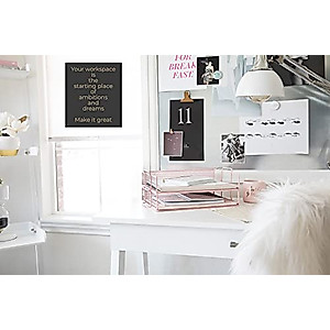 Blu Monaco Pink Desk Organizer Stackable Paper Tray Set of 2 - Metal Wire Two Tier Tray - Stackable Letter Tray - Inbox Tray for Desk