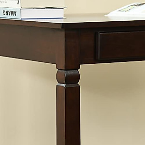 FurnitureR Antique Understated Writing Farmhouse Solid Wood, Signature 2 Drawers for Living Room Bedroom Home Office Board Desk, Brown