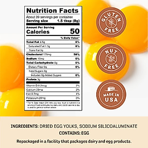 Judee's Gluten Free Dried Egg Yolk Powder - 11 oz, Gluten-Free for Baking, Sauces, Ice Cream & More - High-Protein - Powdered Eggs