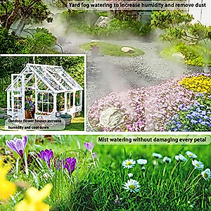 Automatic Drip Irrigation Kit with Water Timer 65.5FT, 1/4 Tubing and 16 Spray Watering Nozzles in 4 Directions, Automatic Watering System for Potted Plants Yard Lawn Grey