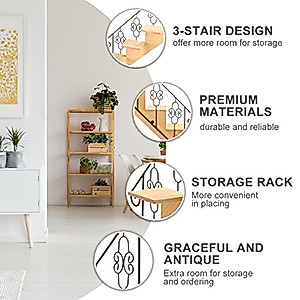 Cabilock Picture Ledge Floating Wall Shelves 3 Staired Wood Floating Shelves Shower Display Organizer Storage Shelf Display Ledge Bookshelf Display Storage Rack for Bathroom Bedroom Wall Shelfs