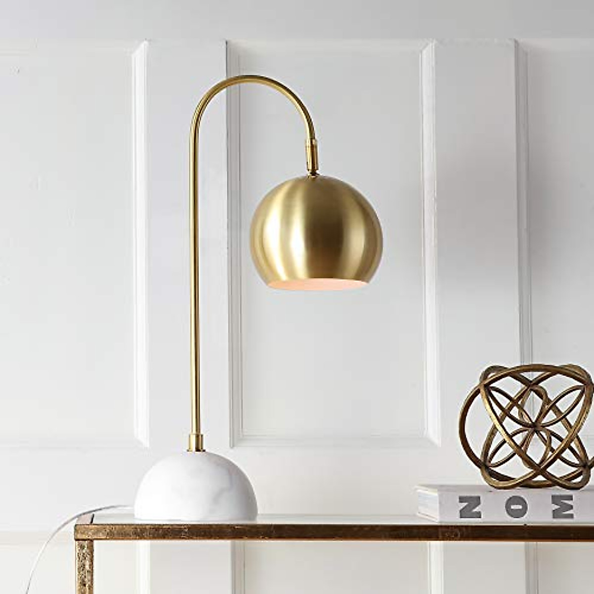 JONATHAN Y JYL6000A Stephen 23.5" Metal/Marble LED Table Lamp Contemporary Modern Bedside Desk Nightstand Lamp for Bedroom Living Room Office College Bookcase LED Bulb Included, Brass Gold/White
