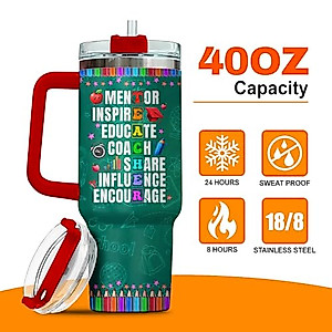 99WHALE Teacher Gifts, Appreciation For Math Teachers Insulated Women Lime Coffee Tumblers Cups Funny Straws Pack, Tumbler 40 Oz With Handle Lid And Straw, Teacher Inspire