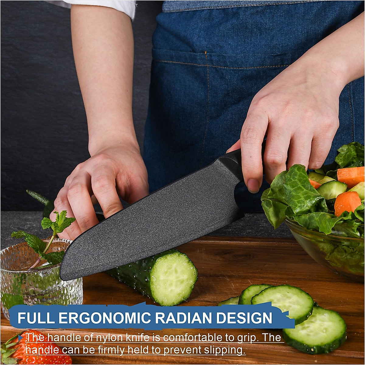 kiddi cookie Nylon Knife for Nonstick Pans, Kitchen Knife Safe for Kids, Nonstick Knife Resistant to high temperatures up to 460 degrees Fahrenheit, Black