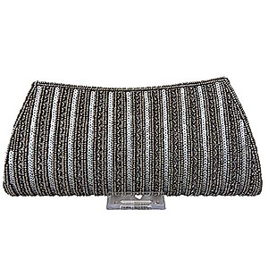 CRAFT BAZAAR Women's Handmade Beaded Wristlet Clutch Purse Sequin Evening Clutch For Brides Weddings Parties (Gray)