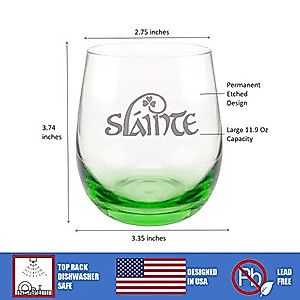 Osci-Fly Christmas Gifts for Irish, Slainte Sign Irish Cheers Handmade Etched Whisky Glass