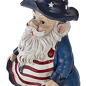 Alpine Americana Gnome with Flag Apron Bird Feeder, 12 Inch Tall