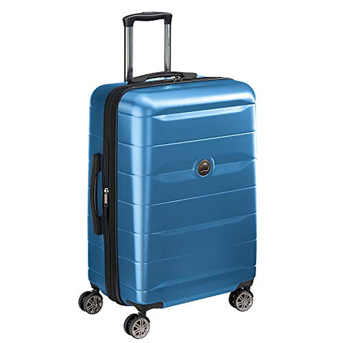 Delsey Luggage Comete 2.0 Medium Checked Luggage, Hard Case Expandable Spinner (Steel Blue)