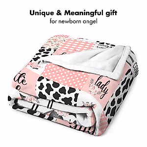 Kingdora Personalized Cow Baby Blanket, Cow Print Baby Blanket, Baby Girl Woodland Blanket, Animal Print Baby Blanket, Baby Zoo Animal Blanket, Baby Girl Blanket, Woodland Baby Blanket Girl