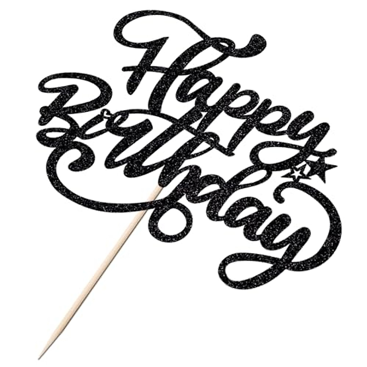 Crseniny Happy Birthday Cake Topper,Black Glitter Birthday Sign Cake Decorations，Anniversary Party/Birthday Party Decoration Supplies(Black)