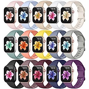 GEAK 15 Pack Compatible with Apple Watch Bands 40mm 38mm 44mm 42mm 41mm 45mm 49mm for Women,Soft Silicone Sport Apple Watch Band Replacement Strap Compatible for iWatch Series 8 7 6 5 4 3 2 1 SE Ultra