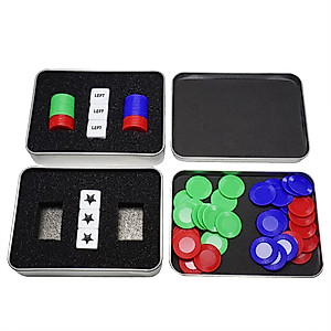 zeyce Left Right Center Dice Game Set with 3 Dices + 36 Chips