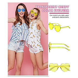 Konohan 54 Pairs Heart Sunglasses Bulk Valentine's Day Rimless Heart Shaped Colored Glasses Frameless Transparent Candy Multicolored Sunglasses for Women Party Eyewear