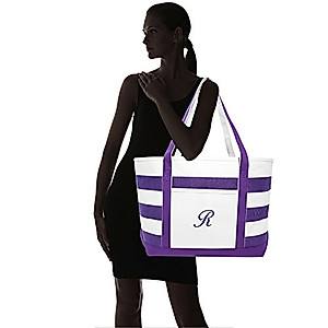 DALIX Monogrammed Beach Bag and Totes for Women Personalized Gifts Purple R