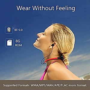 Headphones Bluetooth Waterproof for Swimming, Upgraded IPX8 Neckbands Underwater in Ear Earphone with Mic, HD Stereo Sound 8G ROM MP3 Player Earbuds Headset for Sports Running Cycling, Blue