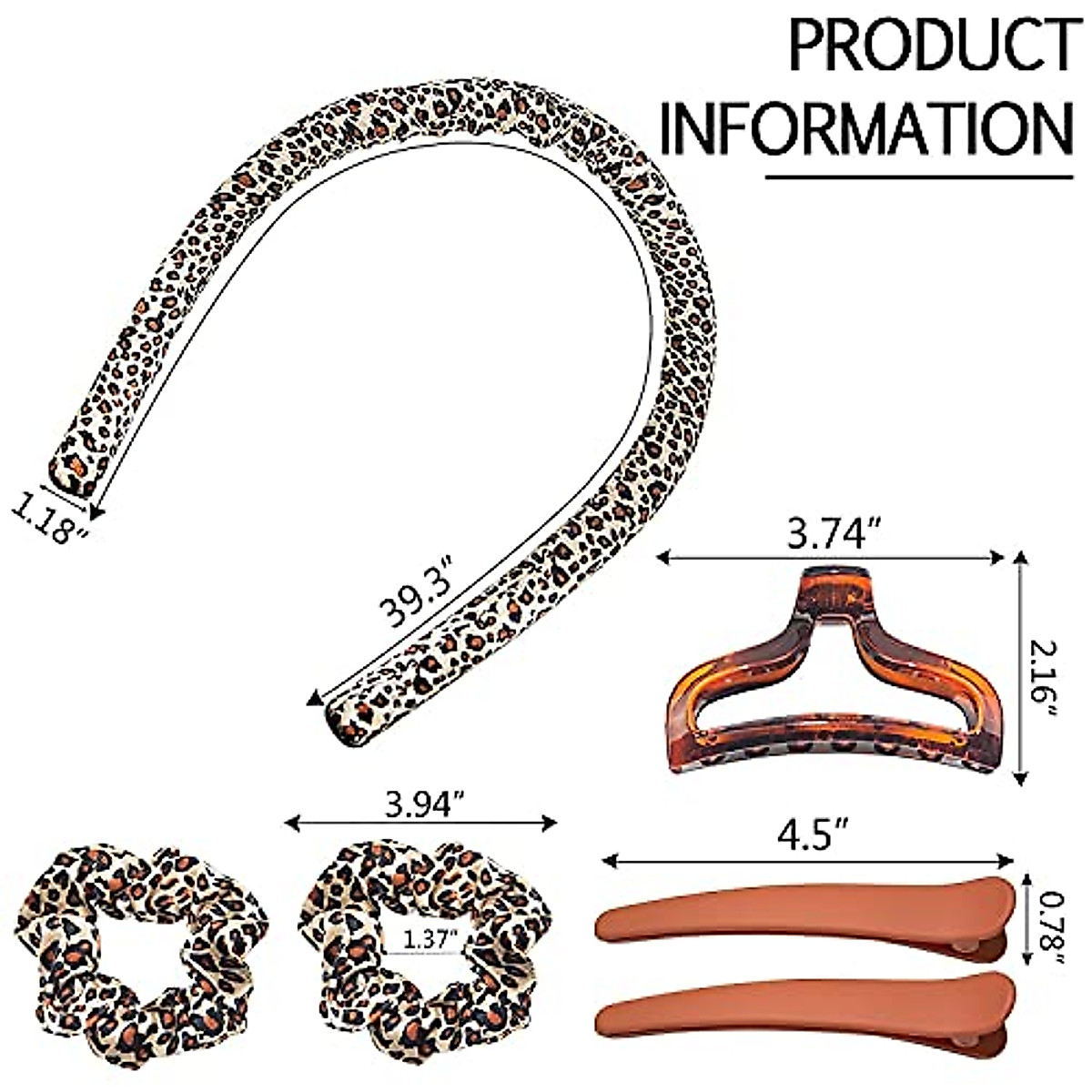 cobinaan Women Heatless Curlers For Long Hair, Headband Sleeping Soft Rubber Rollers, Curling Ribbon and Rods for Natural Hair (Leopard)