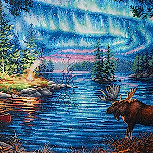 Dimensions Gold Collection Counted Cross Stitch Kit, Northern Night, 16 Count Dove Grey Aida, 16'' x 11'', Multicolored