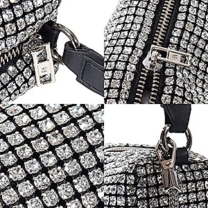 Rhinestone Purses for Women Sparkly Diamond Silver Clutch Evening Handbag Bling Crossbody Bags Glitter Party Club Purses Mini Top Handle Handbags