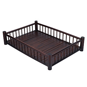 Storage Baskets, Rectangular Bamboo Zen Tea Tray Basket 16.9x11.8x3.7in Multipurpose Decorative Tray Chinese De Style for Tea Set Storage Food Storage(Dark Brown)