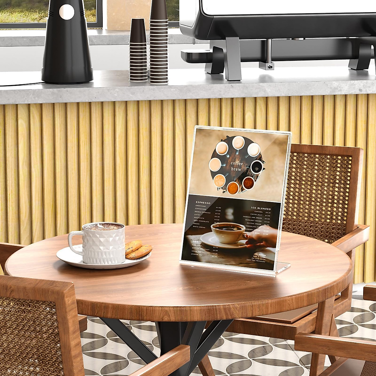 HIIMIEI Acrylic Slant Sign Holder 8.5x11 6 Pack, Plastic Table Menu Display Stand Holder, Plexi Single Ad Frame for Restaurants,Hotels,Stores