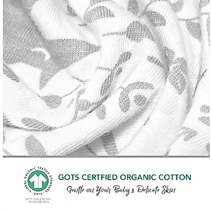 Cambria Baby 100% Organic Kimono Gowns. Side Snaps with Built in Mitts. (0-6 Months, Feathers and Forest Animals)