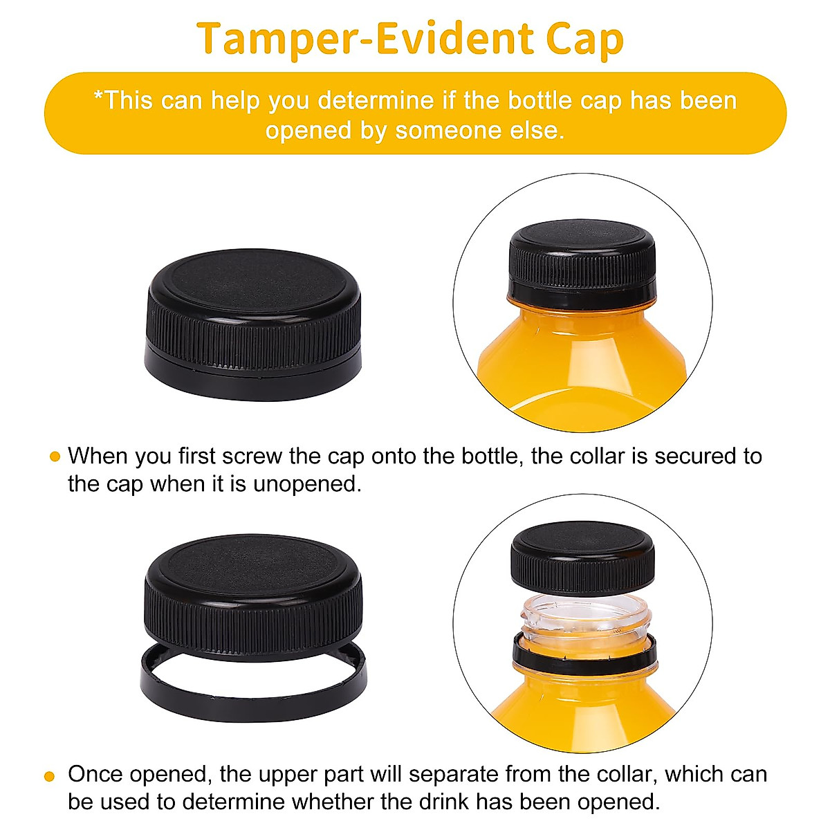 SUPERLELE 20pcs 16oz Empty Plastic Juice Bottles with Caps, Reusable Water Bottles, Clear Bulk Drink Containers with Black Tamper Evident Lids for Juicing, Smoothie, Drinking and Other Beverages