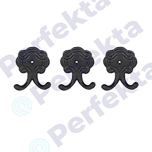 Decorative Cast Iron Wall Mounted Hooks | Pack of 3 | Heavy Duty Black | Hooks for Bathroom, Bedroom, Hat Hooks, Purse Rack, Coat Hook, Mudroom | Include Mounting Hardware