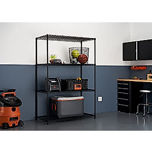 TRINITY Black 48" x 24" x 72" 4-Tier NSF Wire Shelving Rack, 48W x 24D x 72H