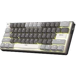 RK ROYAL KLUDGE RK61 Plus Wireless Gaming Keyboard, 60% Percent Mechanical Keyboard with Bluetooth/2.4Ghz/USB Modes, Hot Swappable RGB Keyboard for PC Gamers, Silent Linear Viridian Switches