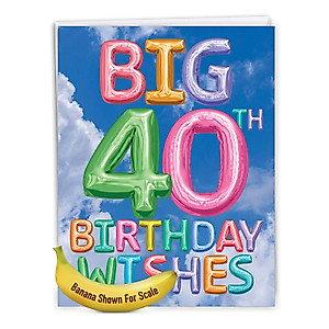 The Best Card Company - 40th Happy Birthday Card Jumbo (8.5 x 11 Inch) 40 Years of Celebration, Group Notecard with Envelope - Inflated Messages Milestones 40 (Not Actual Balloons) J5651BMBG-US