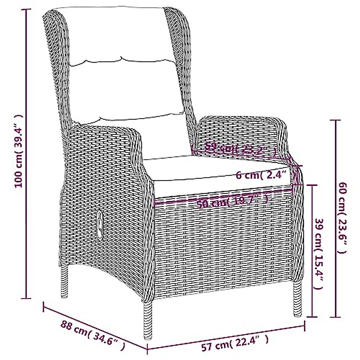 WHOPBXGAD 3 Piece Patio Dining Set Lawn Furniture,Patio Furniture Sets,Patio furnitureSui for patios, Gardens, lawns, Balconies, Poolside,Dark Gray