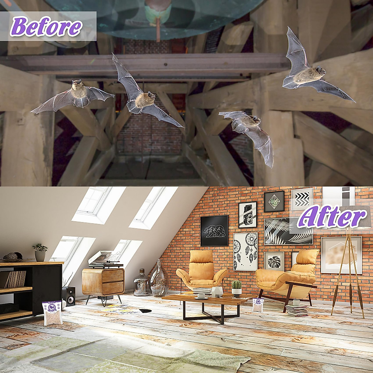 8 Pack Bat Repellent Outdoor Rodent Mouse Repellent, Peppermint Oil Bat Deterrent Repellent for Attic, Ready-to-Use Pest Control Scent Pouches