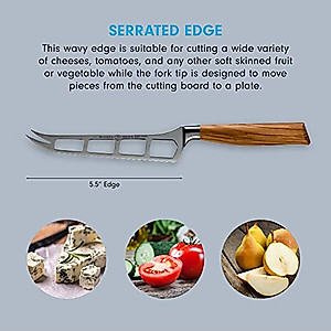 Messermeister Oliva Elite 5.5” Cheese & Tomato Knife - Fine German Steel Alloy Blade & Natural Mediterranean Olive Wood Handle - Rust Resistant & Easy to Maintain