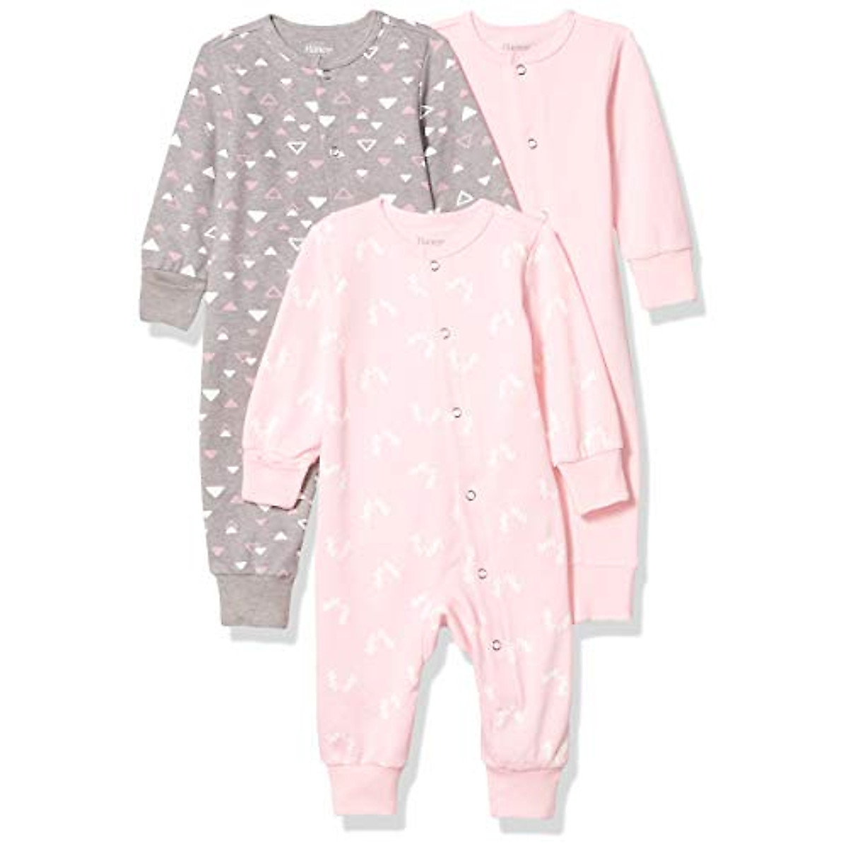 Hanes unisex baby Ultimate Flexy 3 Pack Sleep and Play Suits Layette Set, Pink Shapes, 12-18 Months US