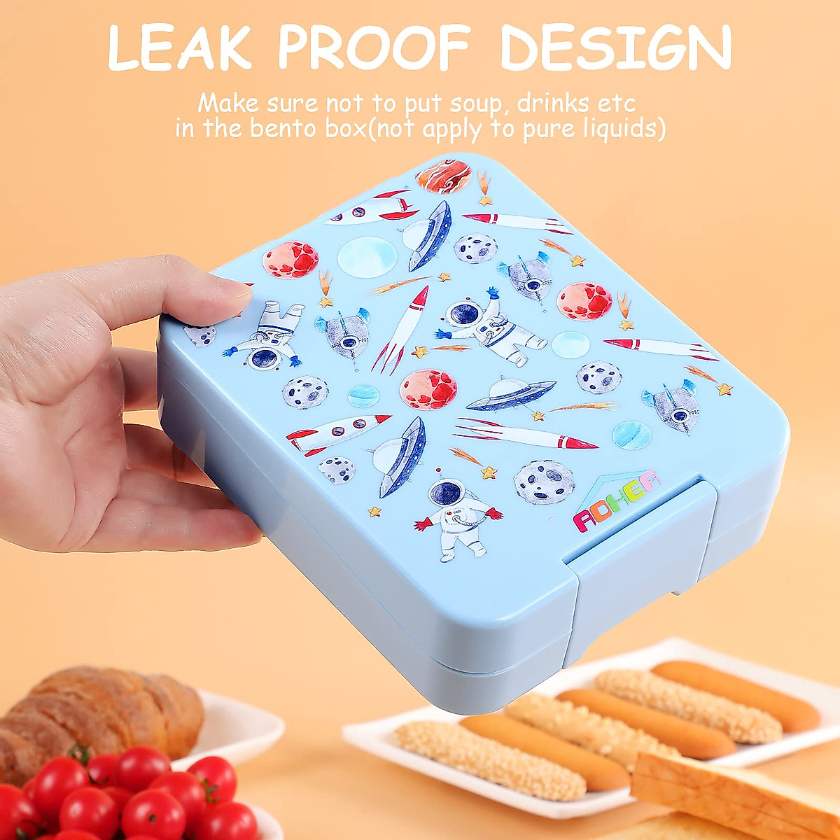 AOHEA Bento Lunch Box for Kids: Bento Boxes BPA FREE Kids Lunch Box 4 Compartment Toddler Bento Box Tritan Lunch Boxes Toddler Lunch Containers for Daycare or School(Astronaut)