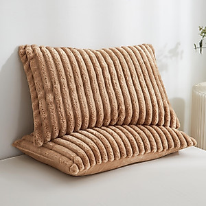 Jolusere Luxury Shaggy Plush Duvet Cover Set King Size Camel Velvet Bedding Set Faux Fur Fluffy Fuzzy Soft Furry Warm Winter Comforter Cover for Teen Girls Women Gifts 3 Pieces Farmhouse Bed Set