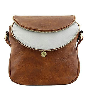 Tassel Accent Crossbody Bag with Flap Top (Tan)