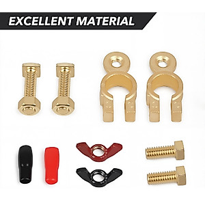 SINGARO Car Battery Terminal Connector, Pure Copper Cable End Top Post Clip Positive and Negative Pole, Applicable to Automobile, Truck, RV and Yacht Accessories