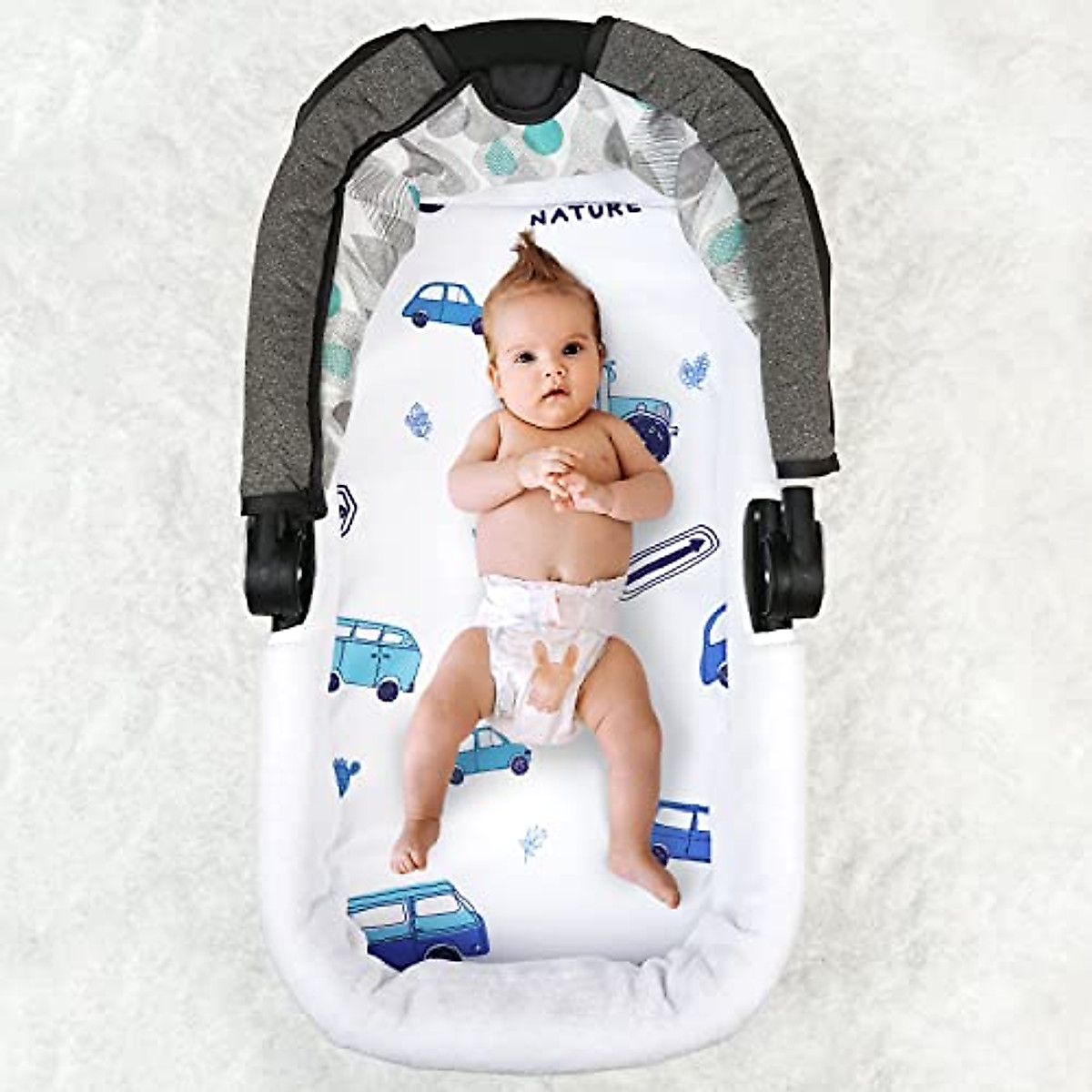 PHF Soft Bassinet Sheet Set, 2 Pack Silky Comfy Breathable Polyester Cradle Sheets for Baby Boys Girls, Univeral Fit for Most Cradle and Bassinet Mattress, Cars