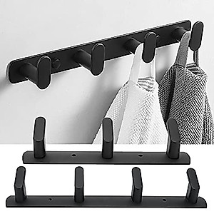 EBTOOLS 4 Hooks Wall Mounted Aluminum Row Hooks Coat Rack, Coat Hooks for Bedroom, Bathroom, Closet, Kitchen, Pantry and Garage(4 Hooks)