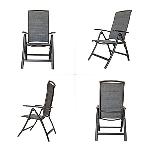 Domi Folding Patio Chairs Set of 2, Aluminium Frame Reclining Sling Lawn Chairs with Adjustable High Backrest, Patio Dining Chairs for Outdoor,Porch,Balcony (Double-Layered Textilene Fabric)