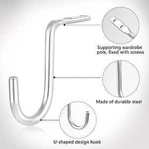 YEXEXINM 8 Sets of 1" Closet Rod Center Support，Heavy Duty Metal Curtain Rod Holder with Screws，Wall Mount Rod Bracket Closet Rod Support Bracket Clothes Storage Hanger for Closet Shelf and Rod