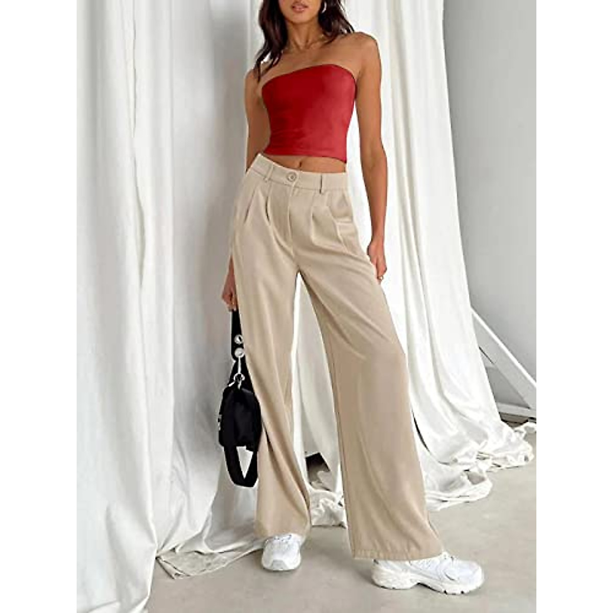 Trendy Queen Strapless Tops for Women Sexy Tube Bandeau Basic Backless Crop Tops Cute Summer Outfits 2023 Sleeveless Slim Fit Stretchy Y2k Shirts Teen Girls Red