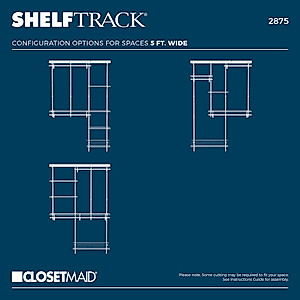 ClosetMaid ShelfTrack Wire Closet Organizer System, Adjustable from 5 to 8 Ft., With Shelves, Clothes Rods, Shoe Shelf, Hardware, Durable Steel, White