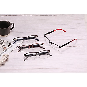 4 Pack Reading Glasses for Men, Blue Light Blocking Computer Readers, Anti UV Ray/Eye Strain/Glare, Metal Frame Eyeglasses with Pouches(175 Magnification Strength)