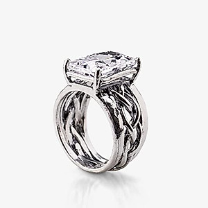 Joolala Cubic zirconia Sterling Silver Women's Ring - 925 Silver Ring for Woman - Faceted Cubic zirconia Cut, Prongs Setting, Anniversary Engagement Ring (9)