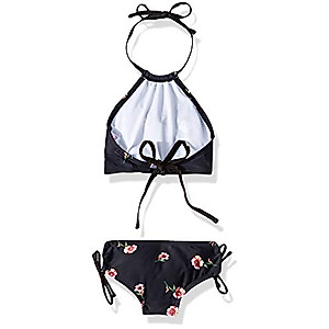 Kanu Surf Girls Ruffle Halter Bikini 2-Piece Swimsuit, Pink, 2T, Morgan Black Floral, 12
